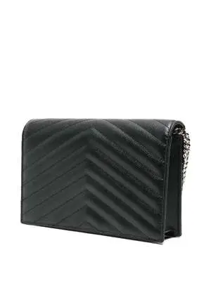 Saint Laurent Cassandre Envelope Chain Wallet - Black