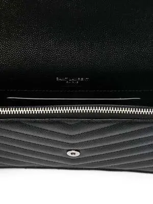 Saint Laurent Cassandre Envelope Chain Wallet - Black