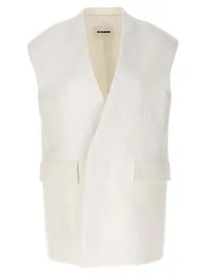 JIL SANDER Oversize Tailored Vest - White
