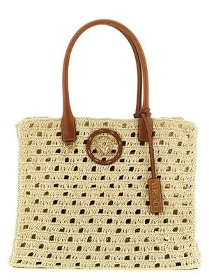 Versace La Medusa Raffia Shopper Bag - Cream