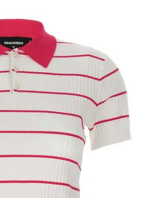 Dsquared2 Striped Ribbed Polo Shirt