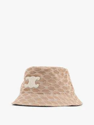 Celine Cotton Bucket Hat With Triomphe Logo - Multicolor