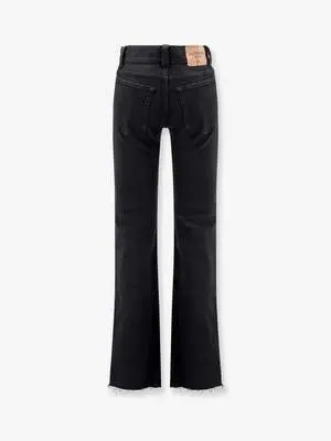Balenciaga Black Denim Trousers With Frayed Edges