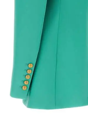 Balmain Logo Button Double-breasted Blazer - Blue