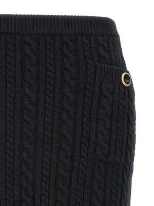 Alessandra Rich Wool Skirt With Button Detail