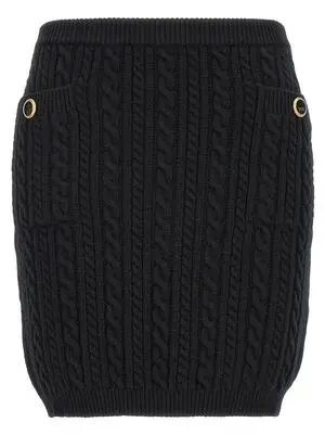 Alessandra Rich Wool Skirt With Button Detail