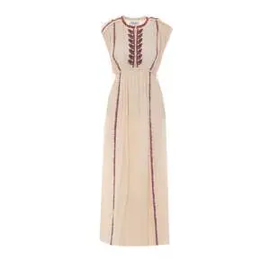 Isabel Marant Étoile Sleeveless Crew Neck Maxi Dress With Embroidery - Cream