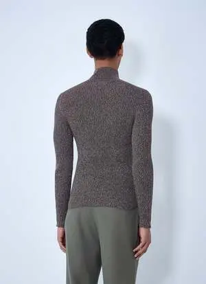 Prada High Neck Zip Sweater In Textured Cotton