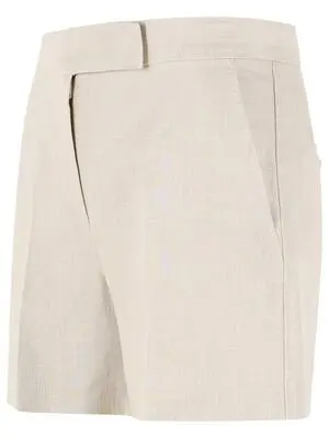 Max Mara Landa Linen Mat Shorts - Cream