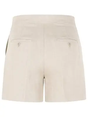 Max Mara Landa Linen Mat Shorts - Cream