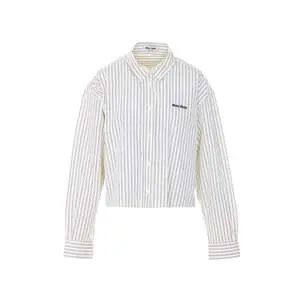 Miu Miu Striped Cotton Shirt - White
