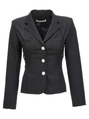 Alessandra Rich Single-breasted Lace-up Blazer - Black
