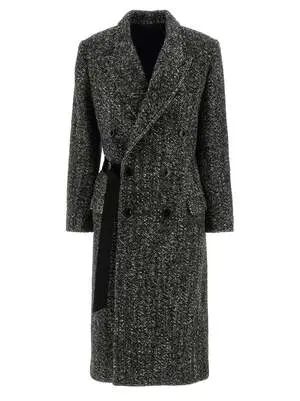 Isabel Marant Étoile Ebyane Herringbone Wool Blend Double-breasted Coat - Black
