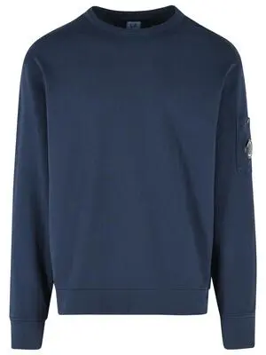 C.P. COMPANY Cotton Sweatshirt With Lens Application - Blue