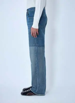 WALES BONNER Patchwork Slub Wide-leg Jeans