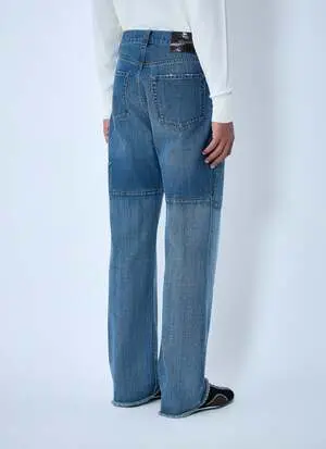 WALES BONNER Patchwork Slub Wide-leg Jeans
