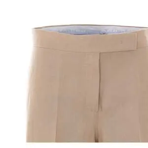 Max Mara Beige Linen Pleated Front Straight-leg Trousers - Cream