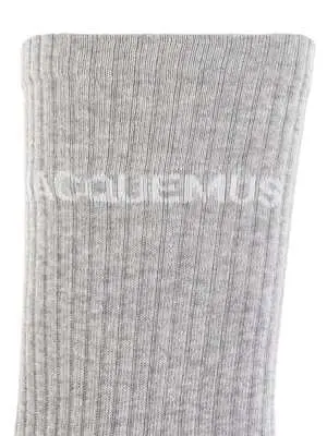 Jacquemus Ribbed Cotton Crew Socks With Embroidered Logo