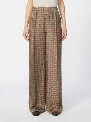 Max Mara Printed Silk Twill Wide-leg Pants - Brown