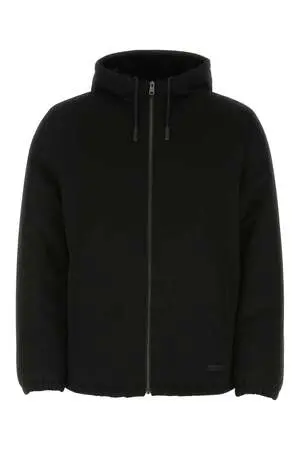 Prada Cashmere And Shearling Hooded Jacket - Black
