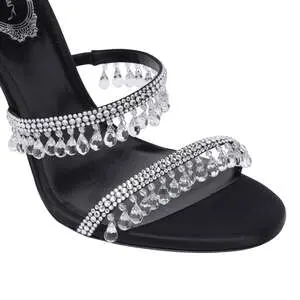 Rene Caovilla Crystal Embellished Ankle Strap Stiletto Sandals