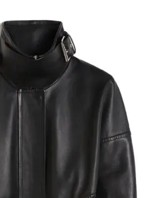 Sportmax Belted Leather Jacket With Buttons