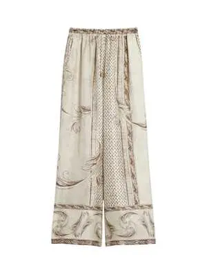 Max Mara Flowing Printed Silk Twill Pants