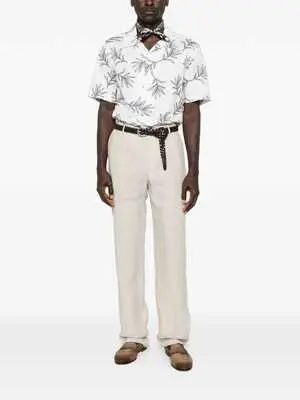 Etro Pleated Linen Trousers With Belt Loops - Multicolor