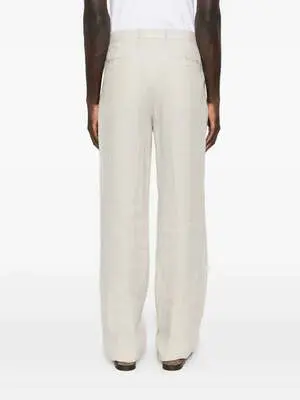 Etro Pleated Linen Trousers With Belt Loops - Multicolor