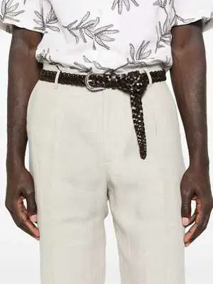Etro Pleated Linen Trousers With Belt Loops - Multicolor