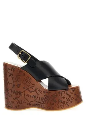 Chloé Maxime Wedges With Crossover Straps - Black