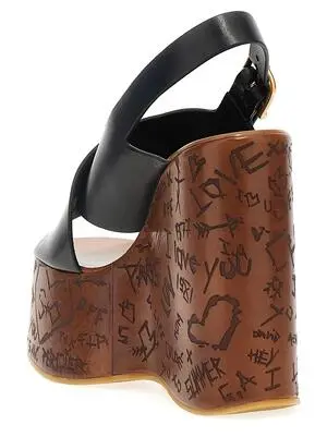 Chloé Maxime Wedges With Crossover Straps - Black