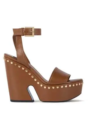 Givenchy Leather Platform Sandals With Stud Embellishments - Brown