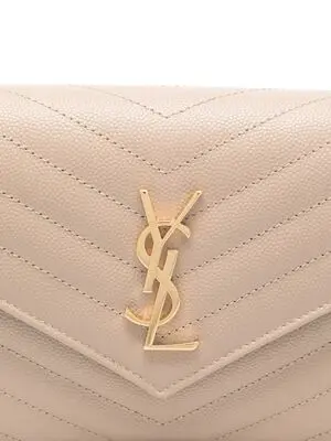 Saint Laurent Cassandre Envelope Chain Wallet In Grain De Poudre Leather - Multicolor