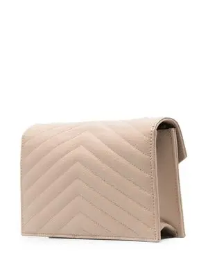 Saint Laurent Cassandre Envelope Chain Wallet In Grain De Poudre Leather - Multicolor