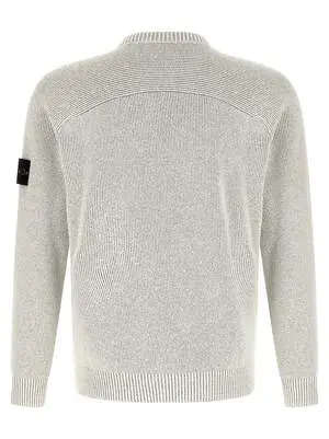 Stone Island Ribbed Bouclé Cotton Sweater - Gray
