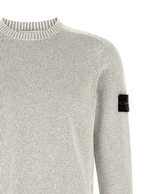 Stone Island Ribbed Bouclé Cotton Sweater - Gray