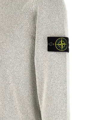Stone Island Ribbed Bouclé Cotton Sweater - Gray