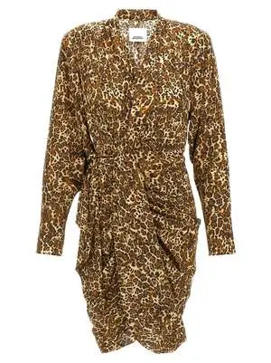 ISABEL MARANT ÉTOILE ISABEL MARANT Cleora Leopard Print Stretch Silk Dress