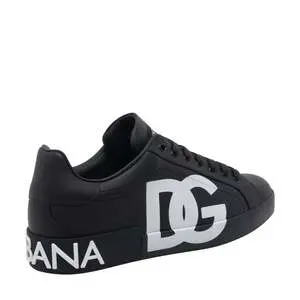 Dolce & Gabbana Portofino Sneakers With Dg Logo Print - Black