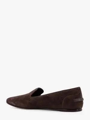 Brunello Cucinelli Suede Loafers With Monili Detail - Brown