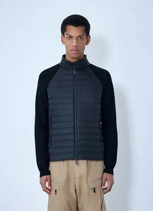 Moncler Moncler Grenoble Quilted Knit Zip-Up Cardigan Black