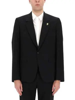Gucci Single-breasted Jacket With Gg Weave - Black