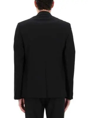 Gucci Single-breasted Jacket With Gg Weave - Black