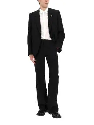 Gucci Single-breasted Jacket With Gg Weave - Black