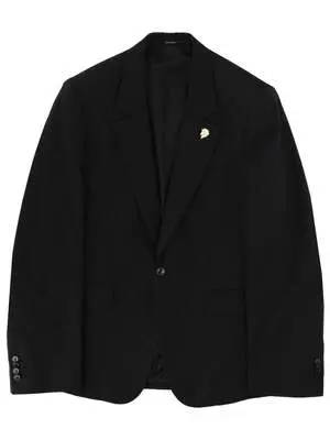 Gucci Single-breasted Jacket With Gg Weave - Black