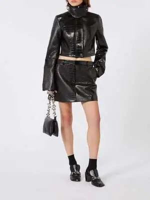 Sportmax Patent Leather Alligator Mini Skirt