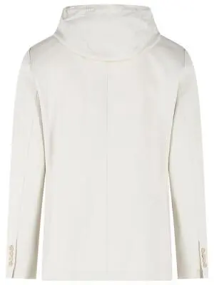 Eleventy Cotton Blend Blazer With Drawstring Hood - Cream