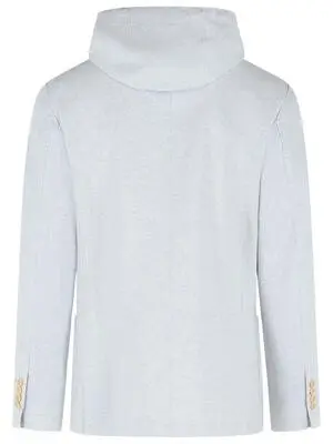 Eleventy Grey Cotton Blend Blazer With Drawstring Hood - Gray