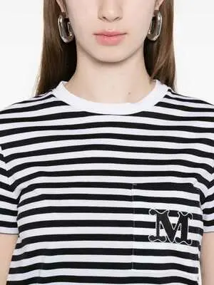 Max Mara Striped T-shirt With Embroidered Applique